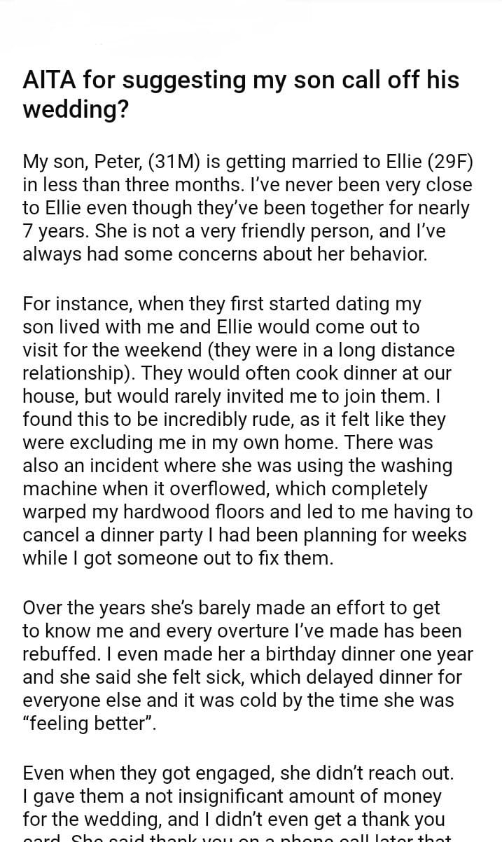AITA for suggesting my son call off his wedding? – DJOTD.com