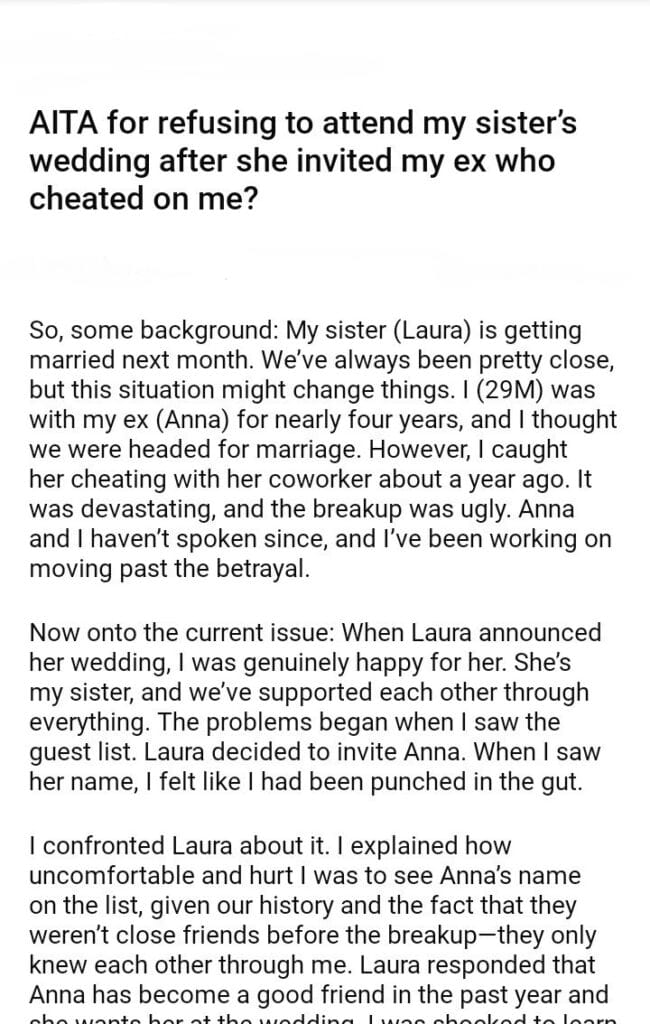 AITA for refusing to attend my sister’s wedding – DJOTD.com