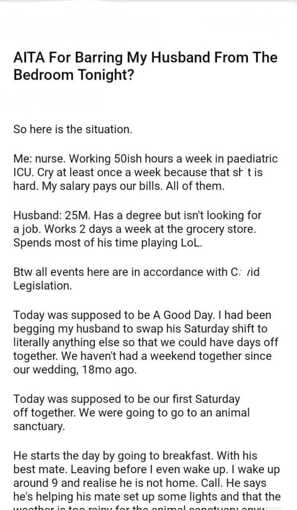 AITA For My Husband From The Bedroom? – DJOTD.com