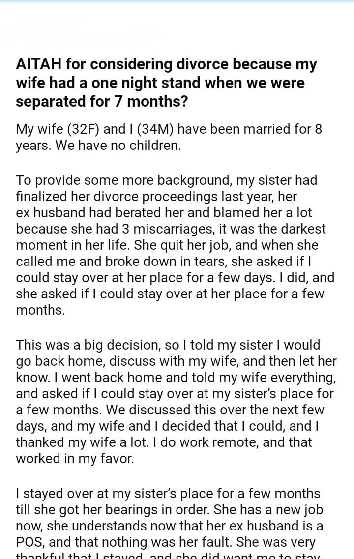 AITAH for considering divorce after what my wife did – DJOTD.com