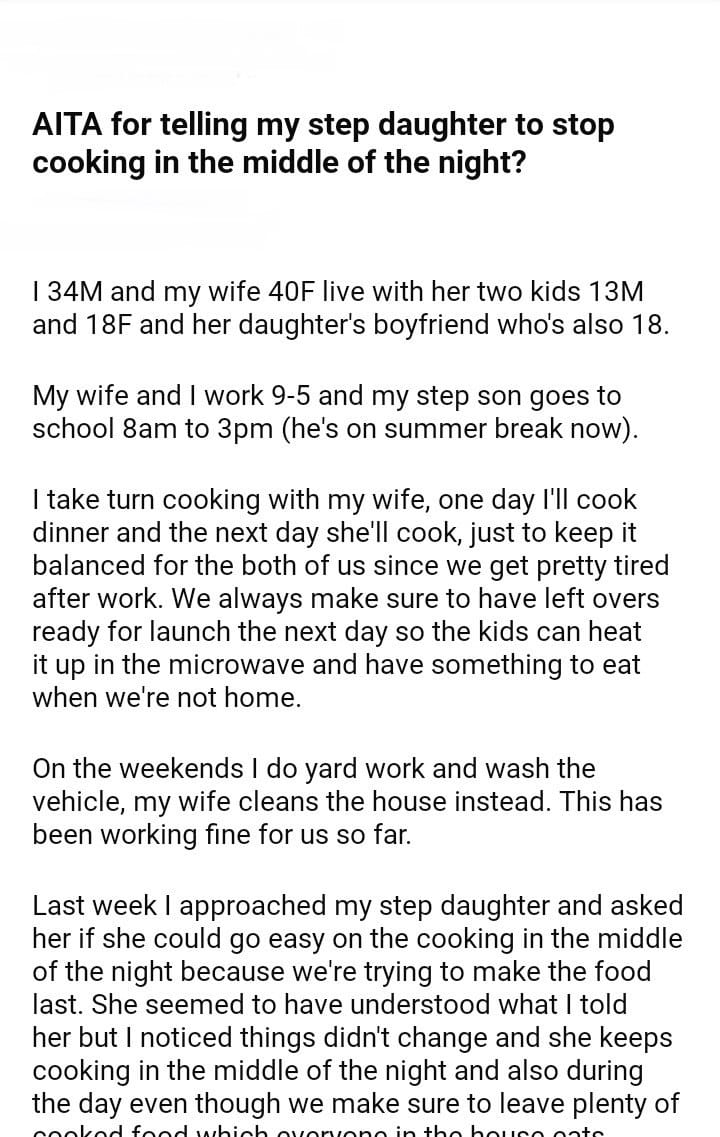 AITA for telling my step daughter to stop cooking – DJOTD.com
