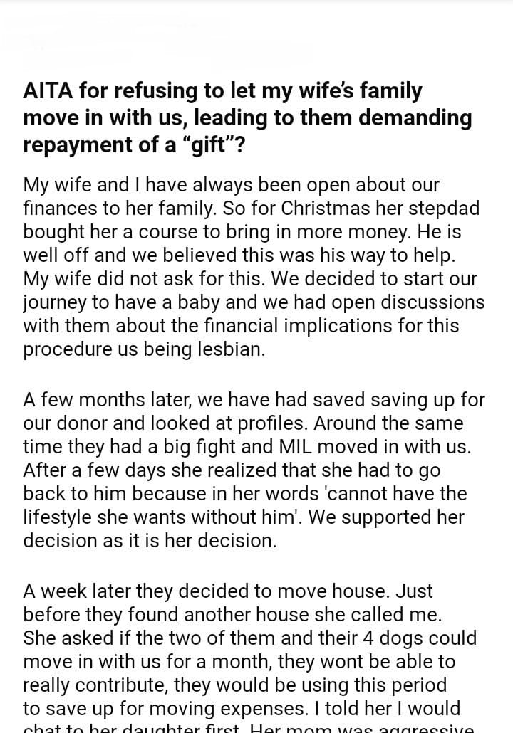 AITA for refusing to let my wife’s family – DJOTD.com