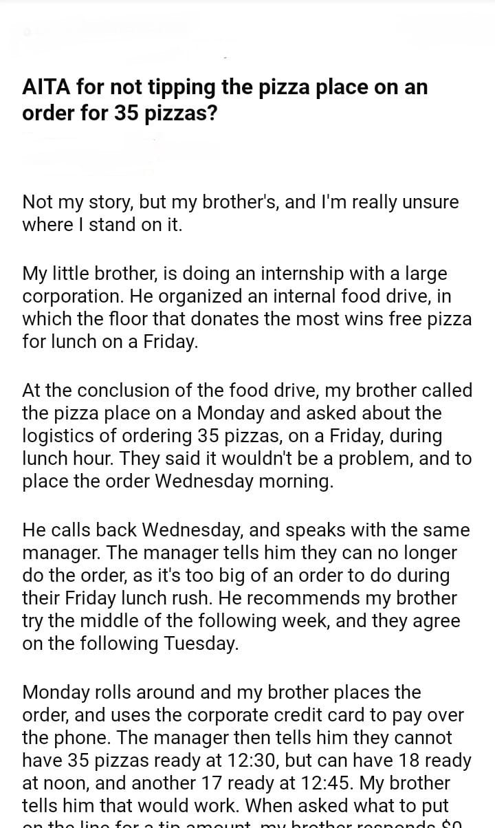 AITA for not tipping the pizza place on an order – DJOTD.com