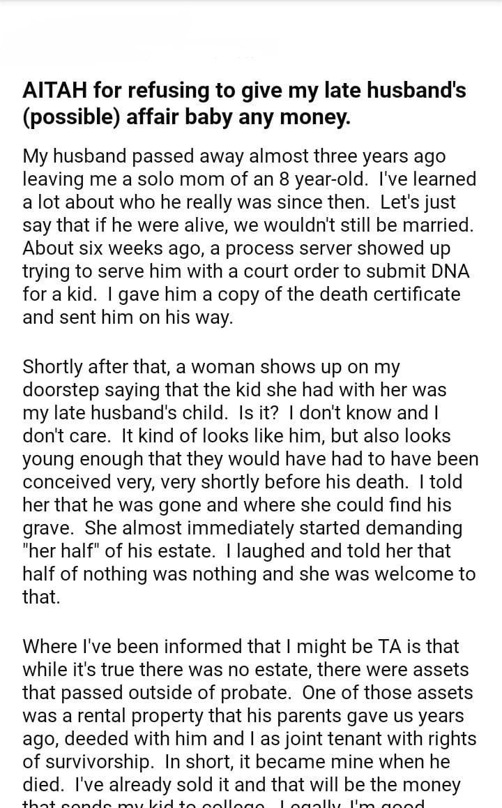 AITA for refusing to give my husband’s (possible) affair baby any money – DJOTD.com