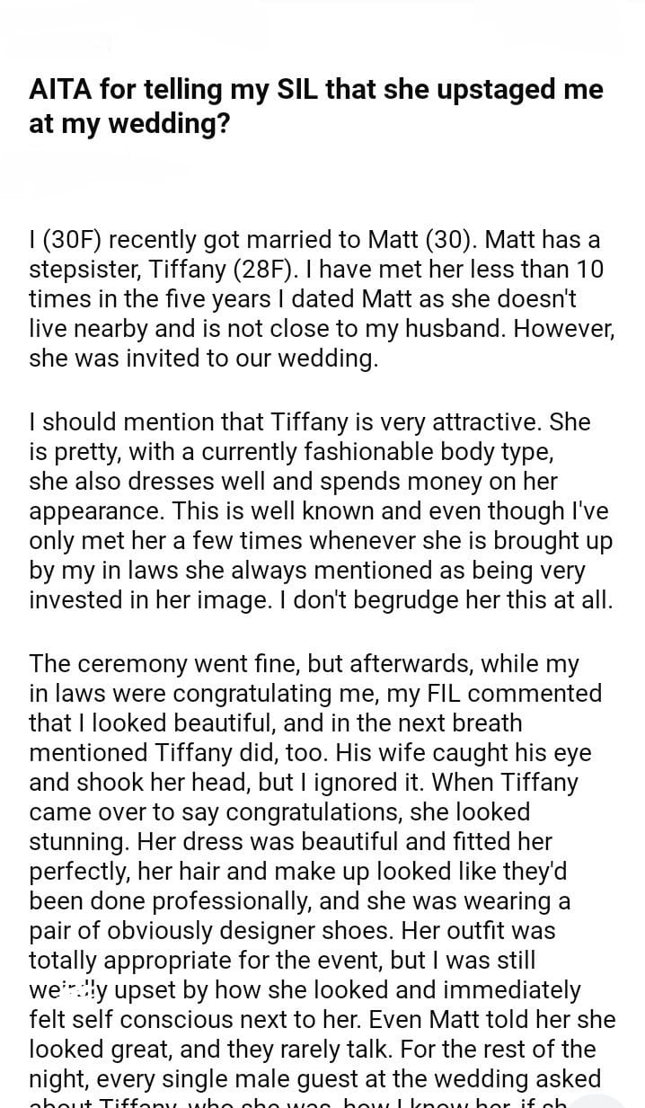 AITA for telling my SIL that she upstaged me at my wedding? – DJOTD.com AITA for telling my SIL that she upstaged me at my wedding? – DJOTD.com
