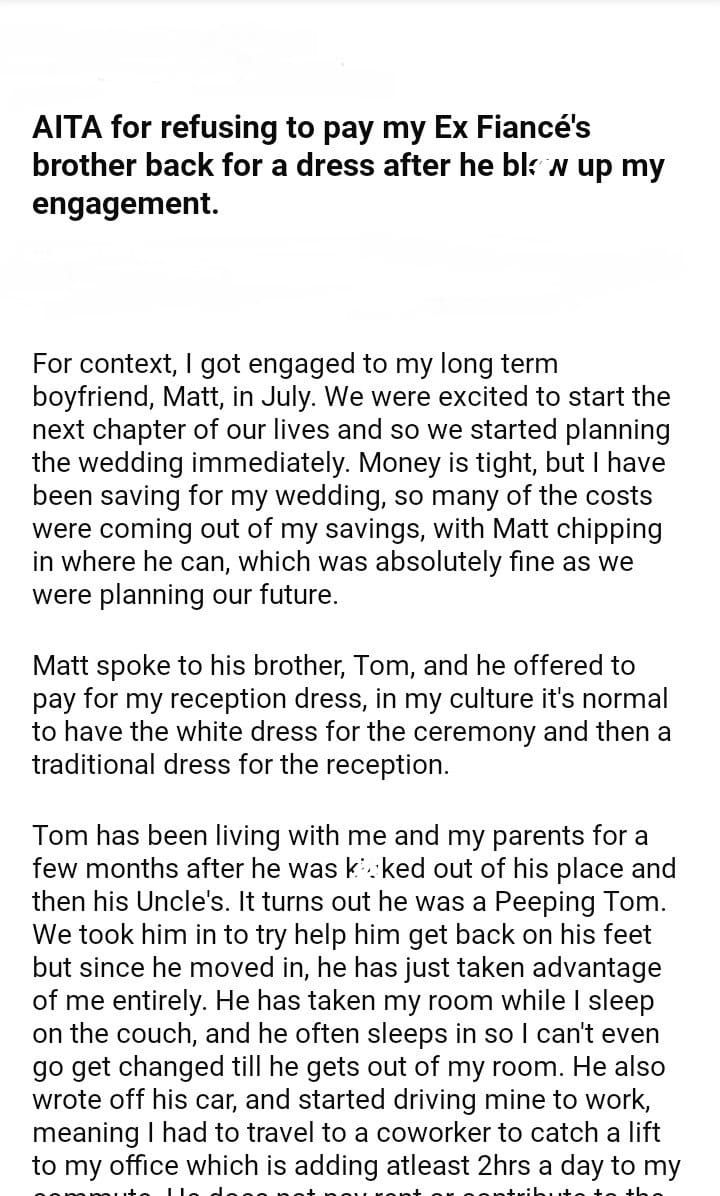 AITA for my Fiancé’s brother dress – DJOTD.com