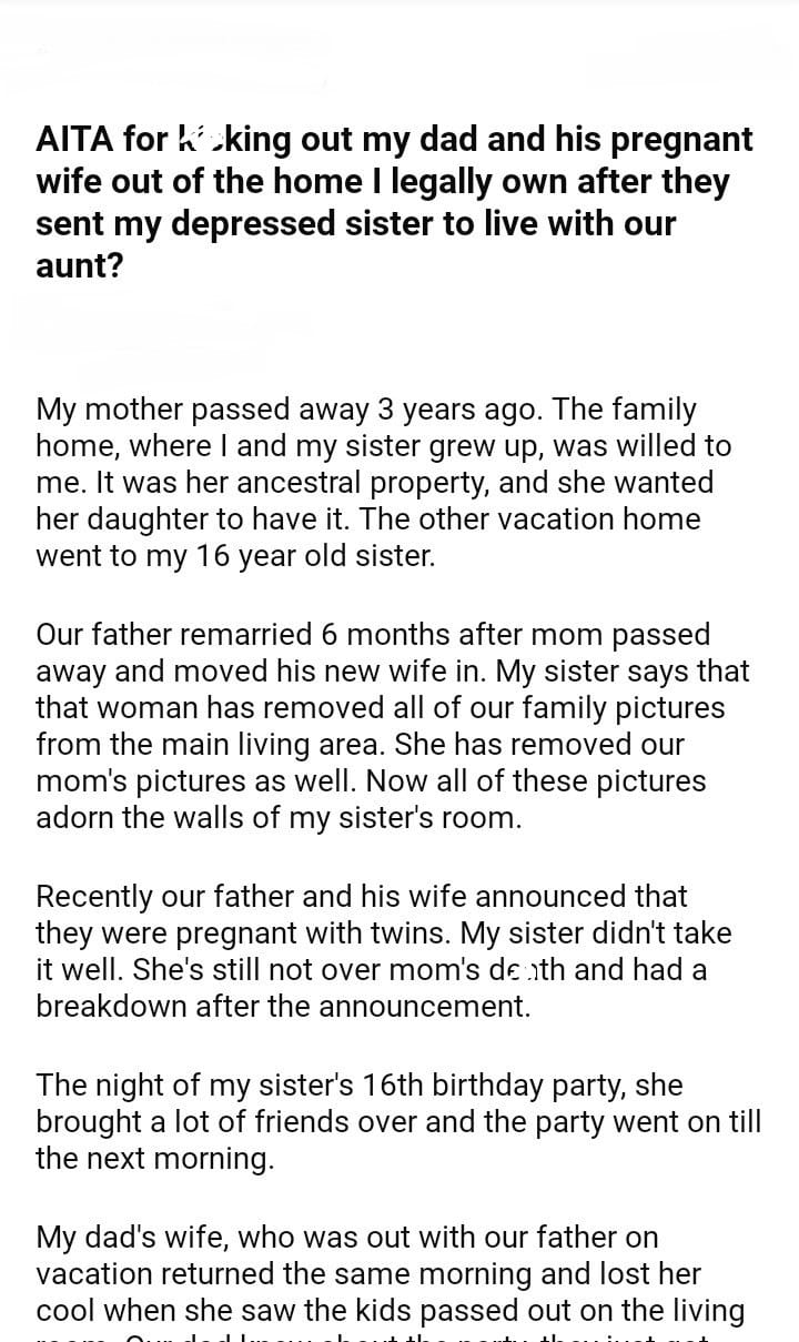 Aita For My Dad And His Pregnant Wife