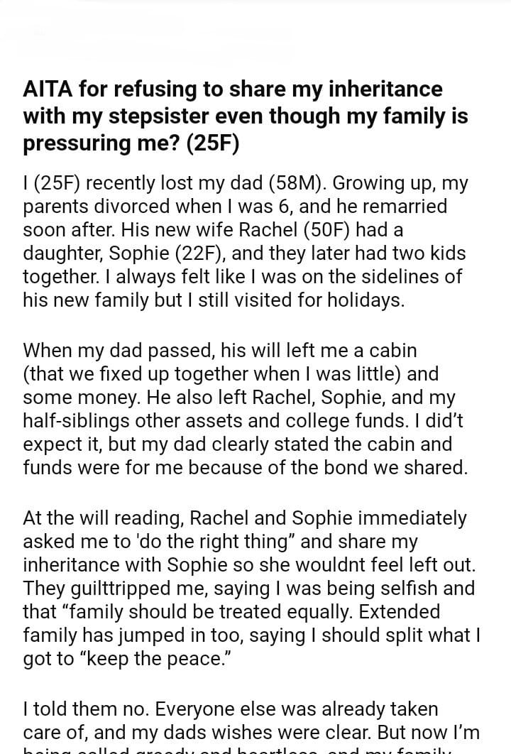 AITA for my inheritance with my stepsister – DJOTD.com