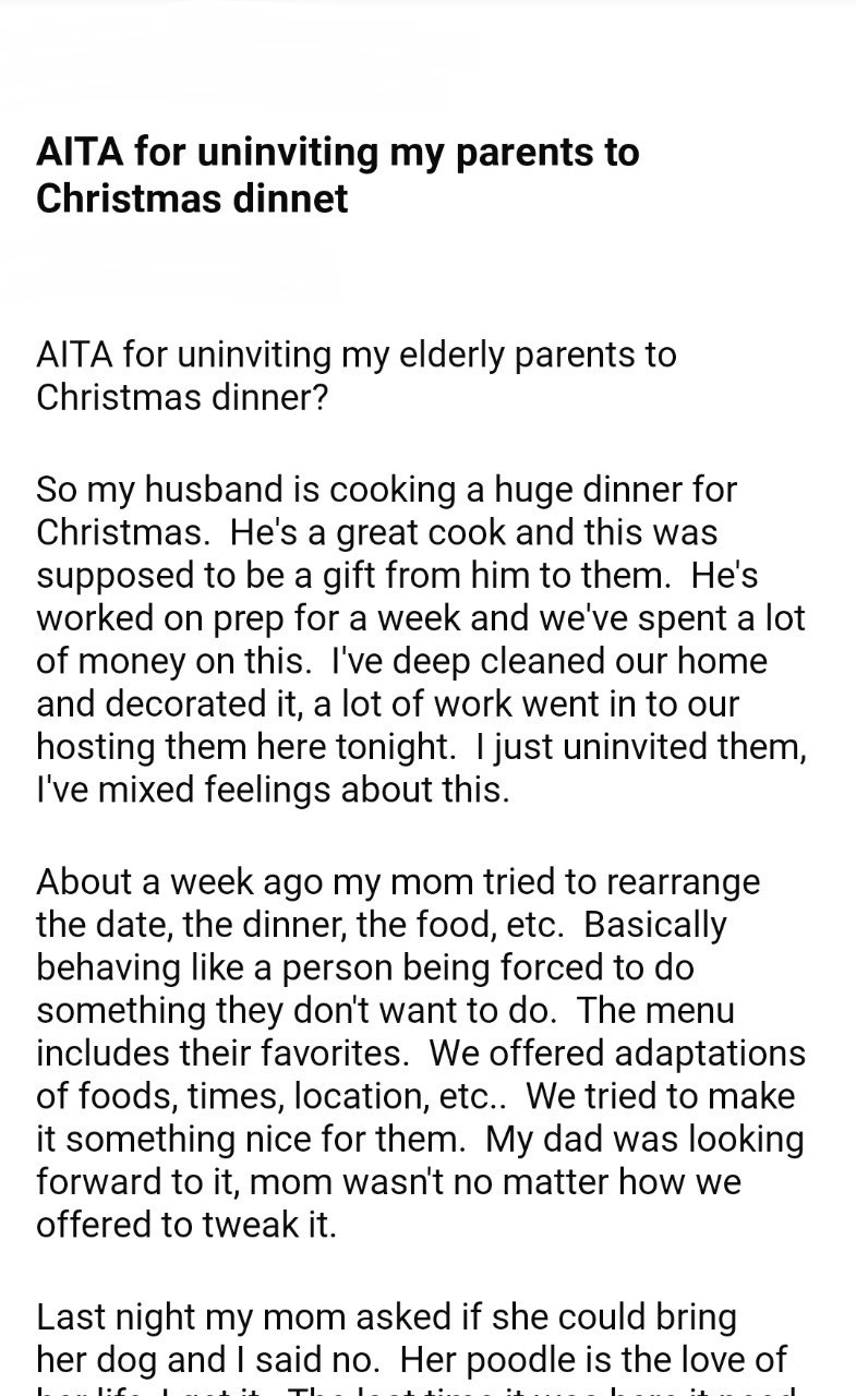 AITA for my parents to Christmas dinner – DJOTD.com